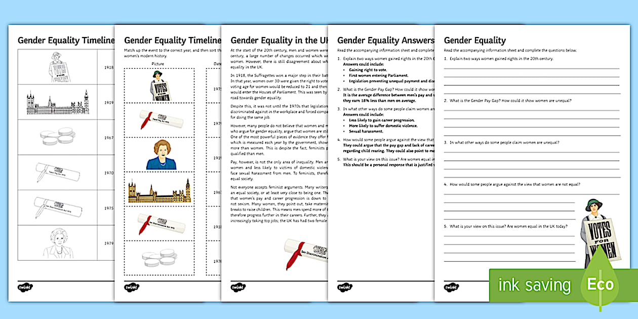 Editable Gender Equality Worksheets (Lehrer gemacht)