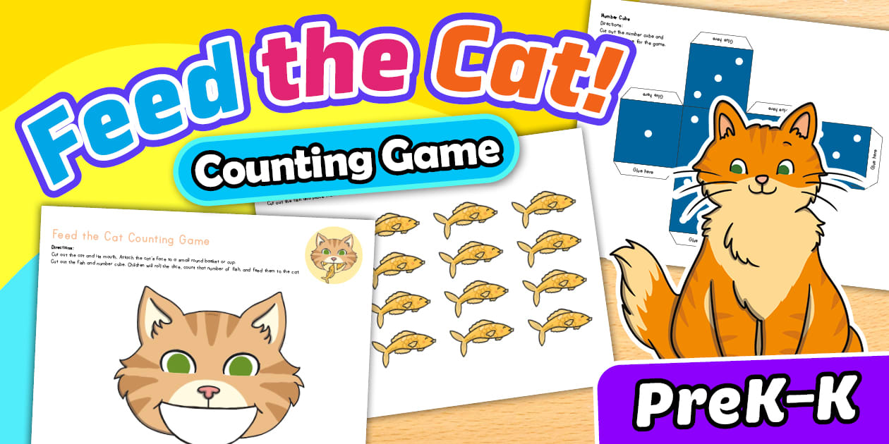Feed the Cat Counting Game for PreK–K - Twinkl