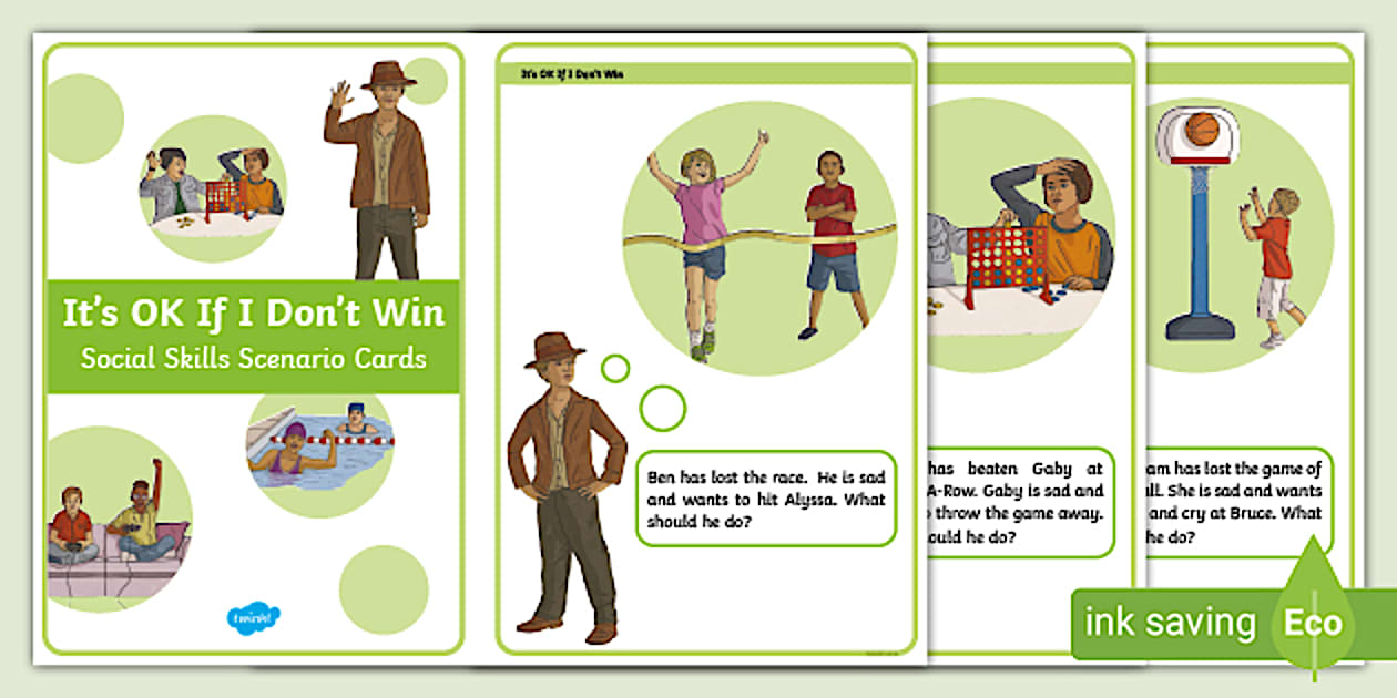 Social Story Winning Losing - Social Scenario Cards | Twinkl