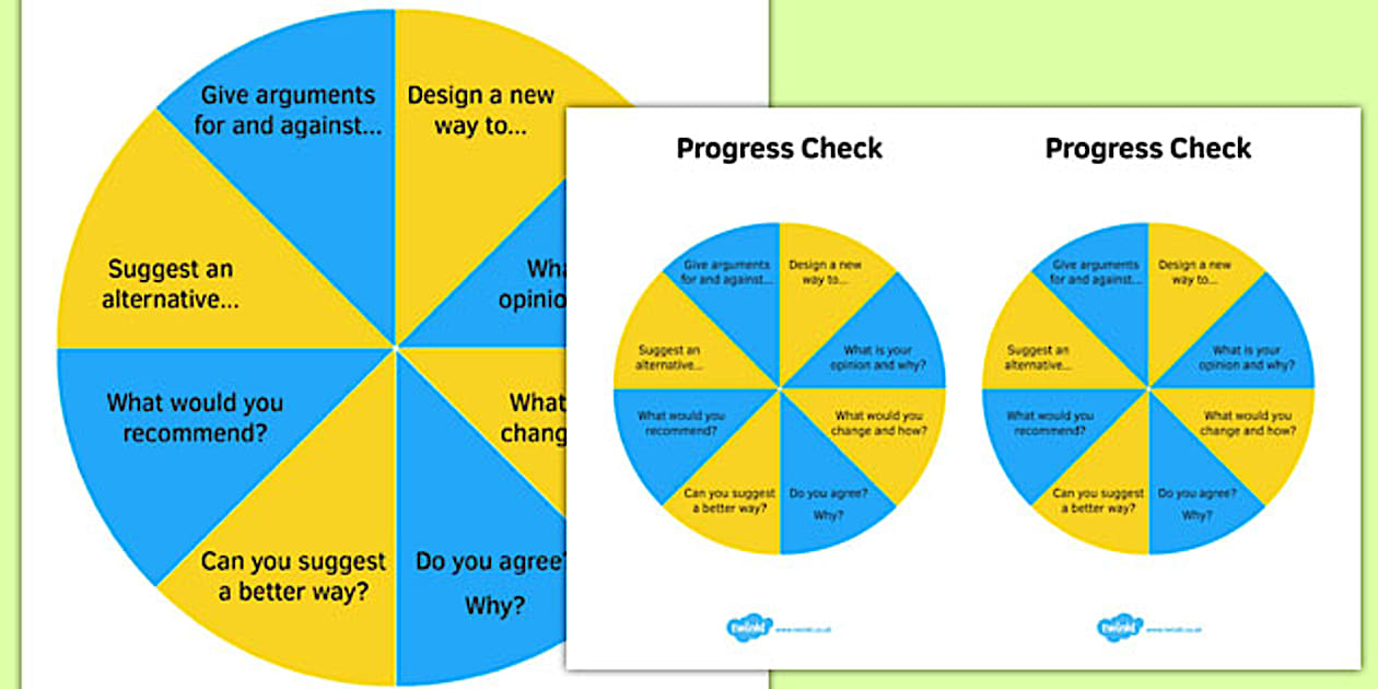 KS3 Bloom's Taxonomy Question Wheel Create and Evaluate Progress Check