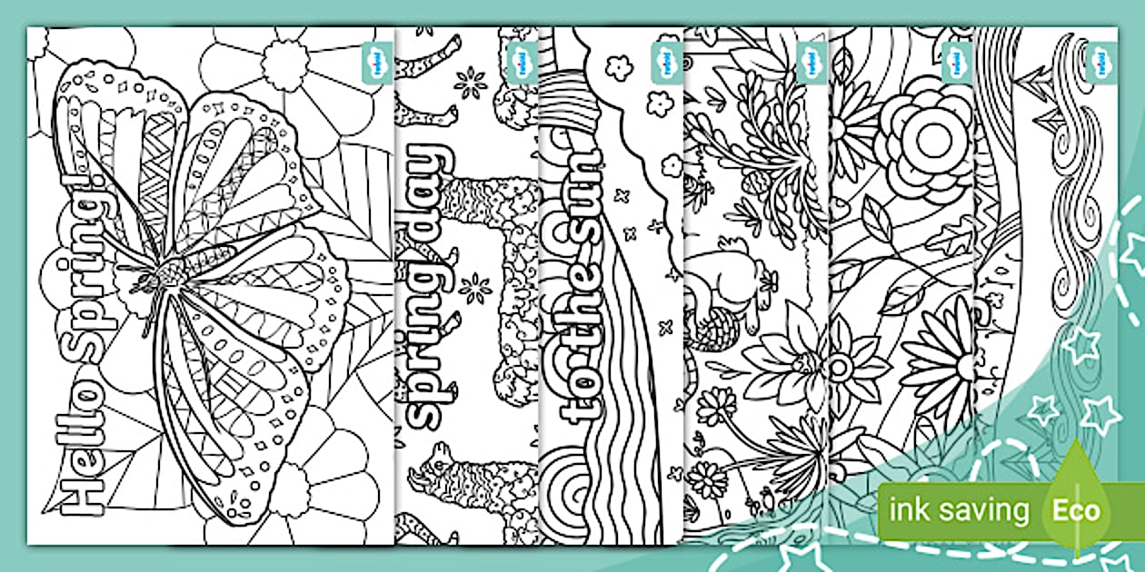 Spring Wellbeing Mindfulness Colouring Pages - Twinkl