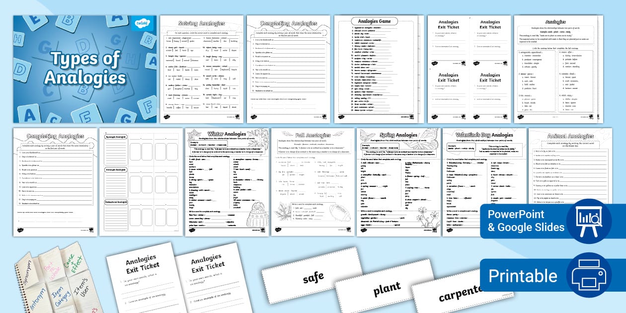 Analogies Lesson Pack for 6th-8th Grade (teacher made)