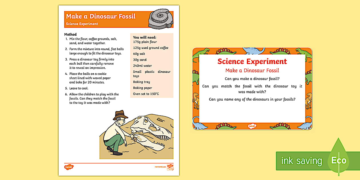 EYFS Make a Dinosaur Fossil Science Experiment and Prompt Card Pack