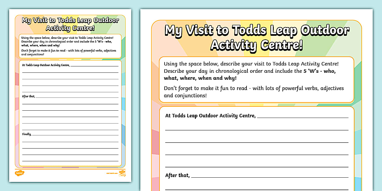 A Visit to Todds Leap Activity Centre! (teacher made)