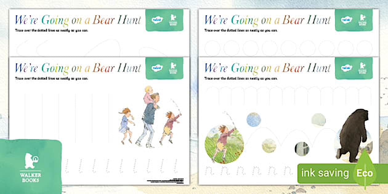 FREE! - We're Going on a Bear Hunt Pencil Control Sheets | Twinkl