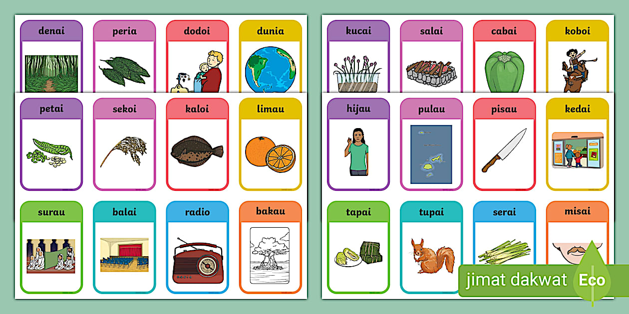 Suku Kata Diftong (KVKVV) - Kad Imbasan (Teacher-Made)