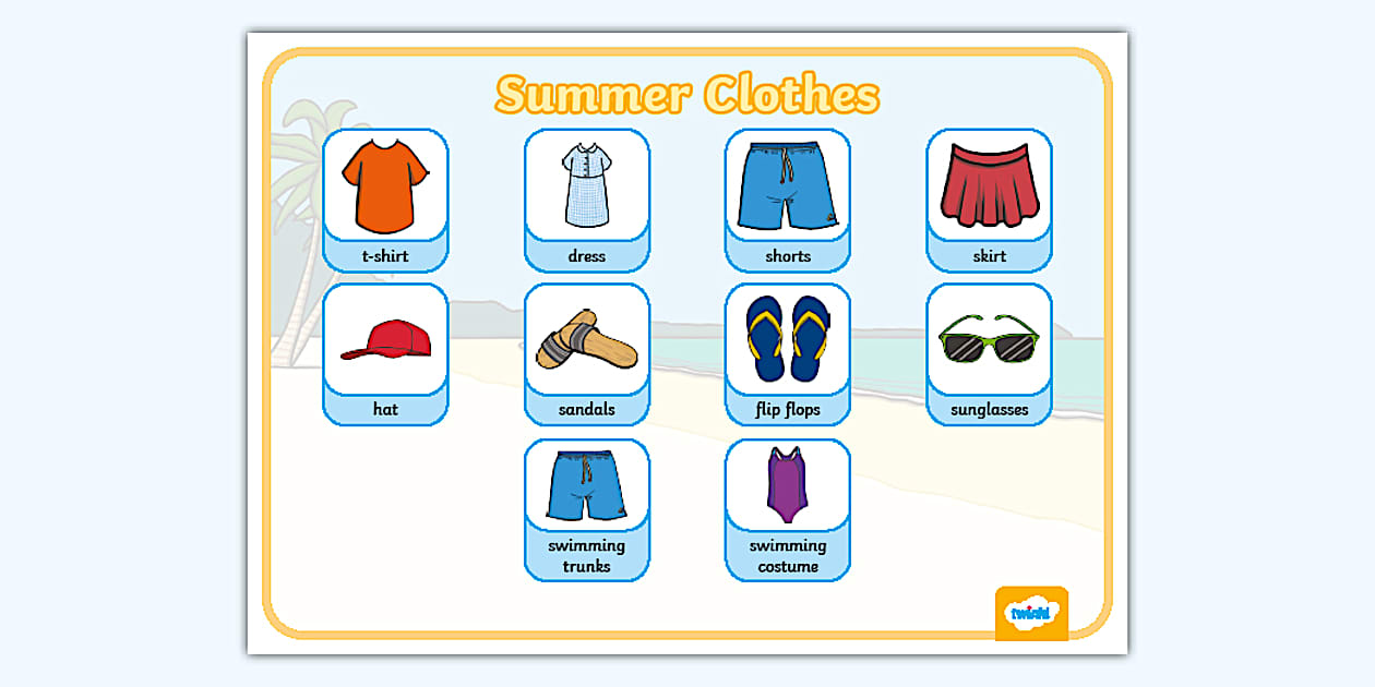 Summer Clothes Word Mat - Primary Resources (teacher made)
