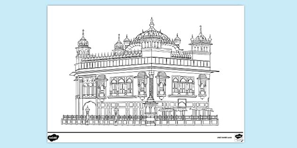 Amritsar Golden Temple Colouring Sheet