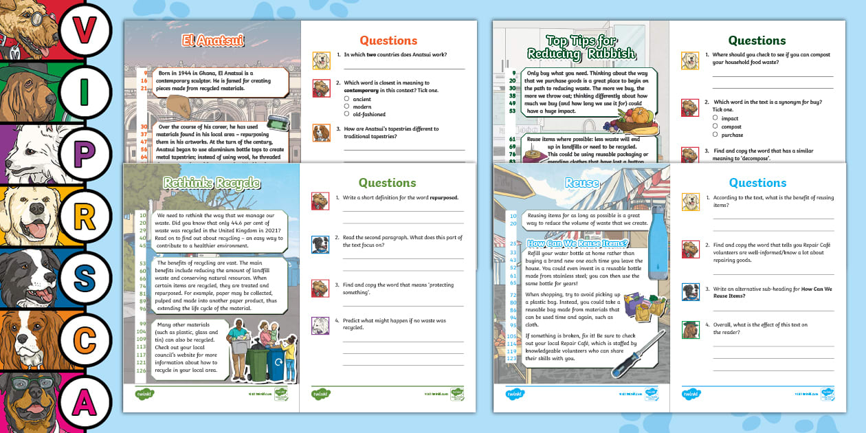 UKS2 Reduce, Reuse, Recycle 60-Second Reads Activity Pack