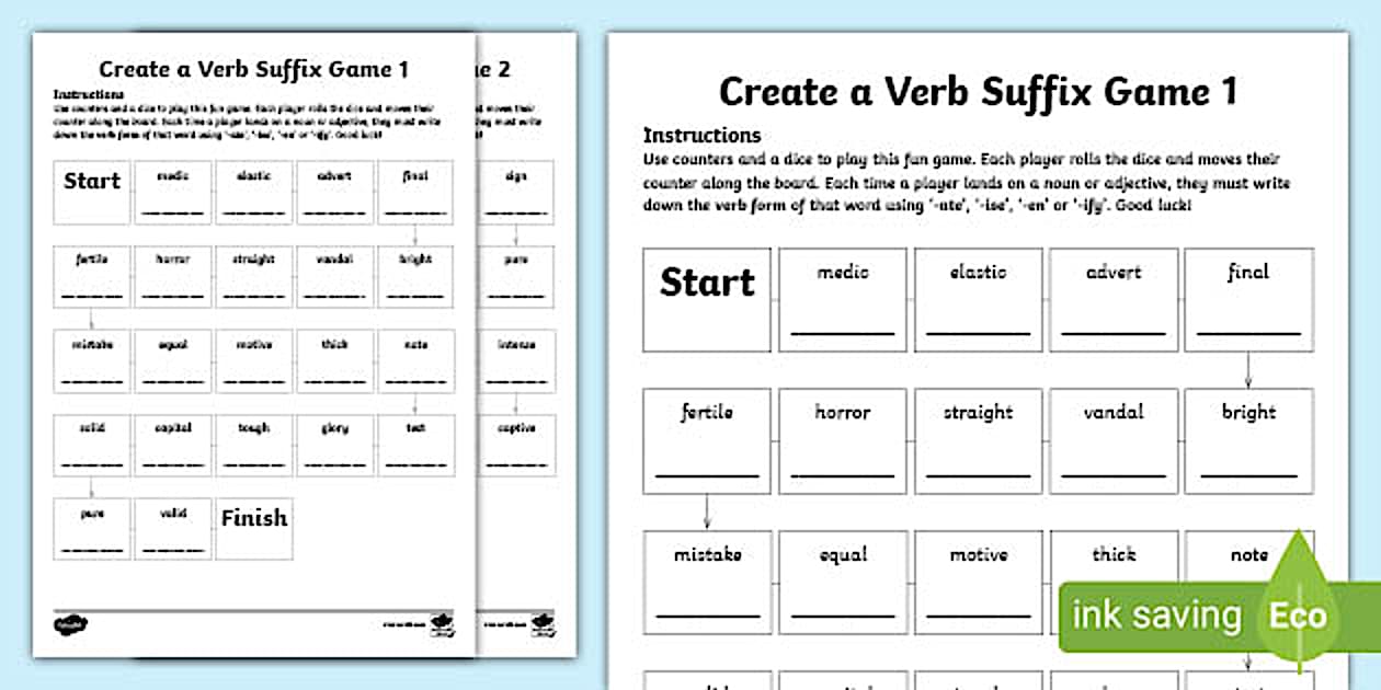 Create a Verb Suffix Board Game (teacher made) - Twinkl