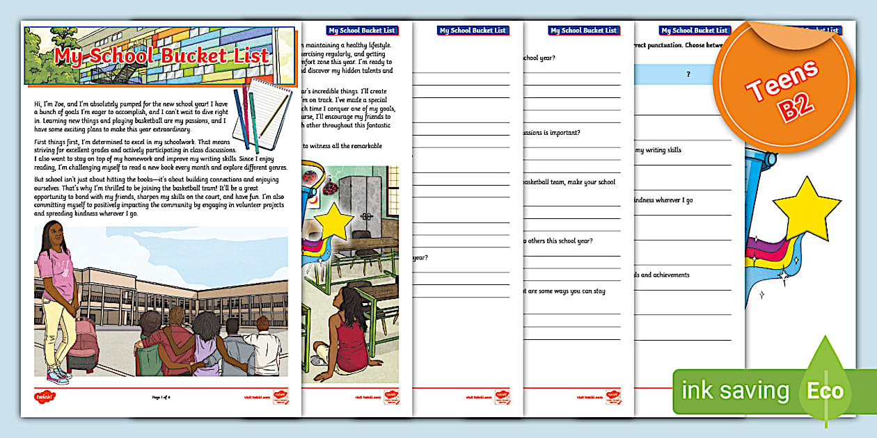 My School Bucket List [Teens, B2] (Teacher-Made) - Twinkl