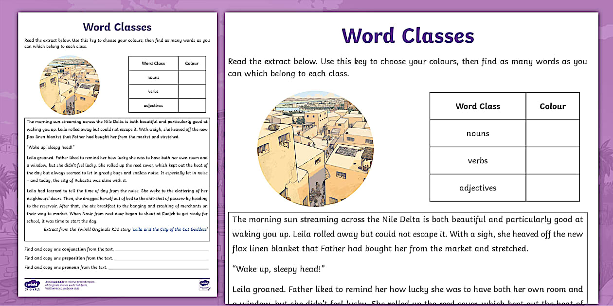 Recognising Word Classes KS2 Activity (Ancient Egypt Story)