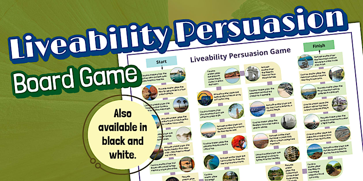 Liveability Persuasion Board Game (Geography)