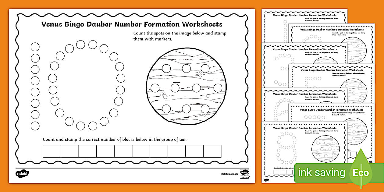 Venus Bingo Dauber Worksheets | Number Formation | Twinkl