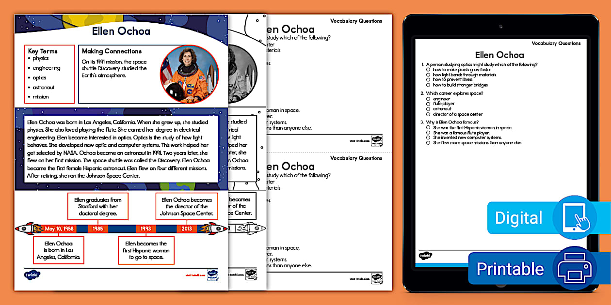 Second Grade Ellen Ochoa Fact File and Vocabulary Questions