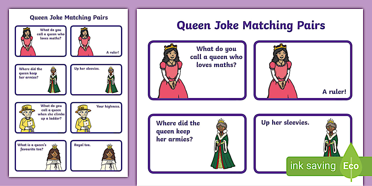 Queen Joke Matching Pairs (teacher made) - Twinkl