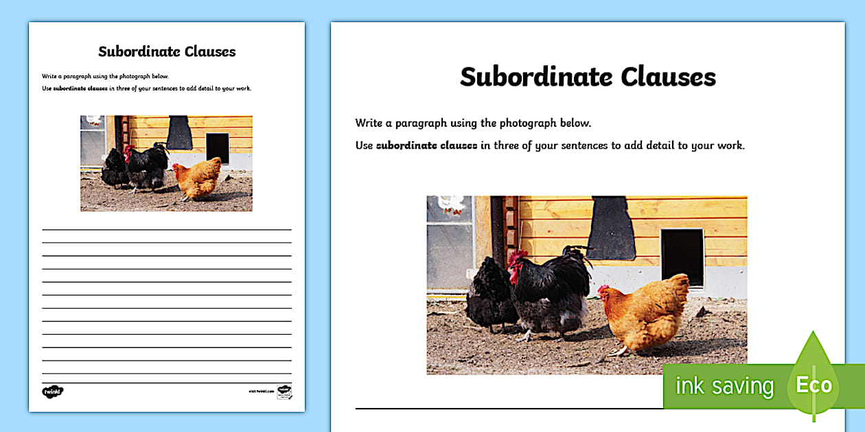 Subordinate Clauses Application Worksheet / Worksheet