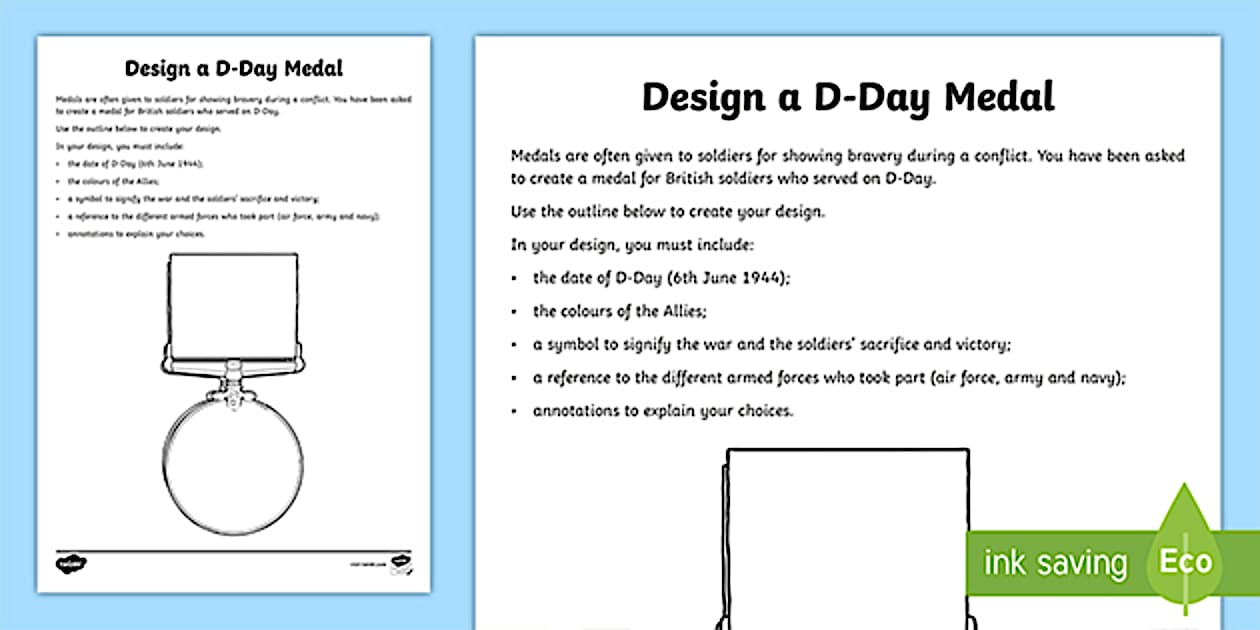 D-Day Design a Medal Activity (teacher made) - Twinkl
