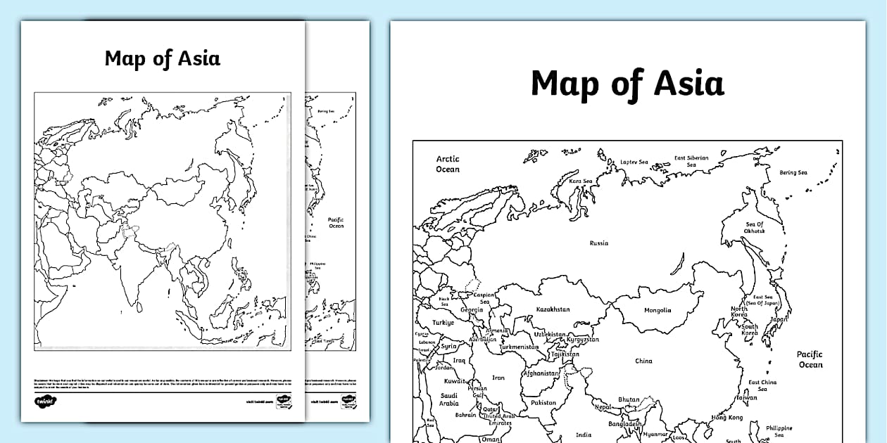 Asia Map Worksheets | Twinkl Learning Resources - Twinkl