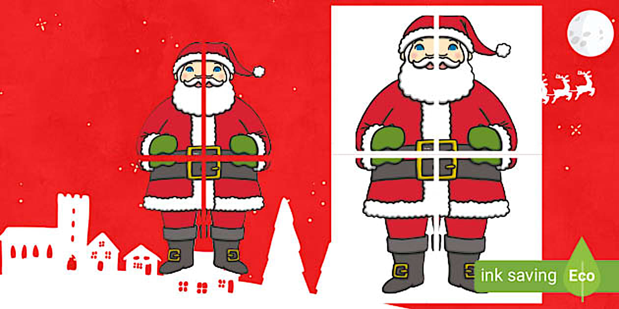 Black and White Extra Large Display Santa Cut-out - Twinkl