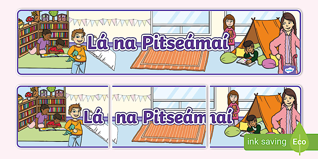 Pyjama Day Display Banner Gaeilge | Kindergarten | Twinkl