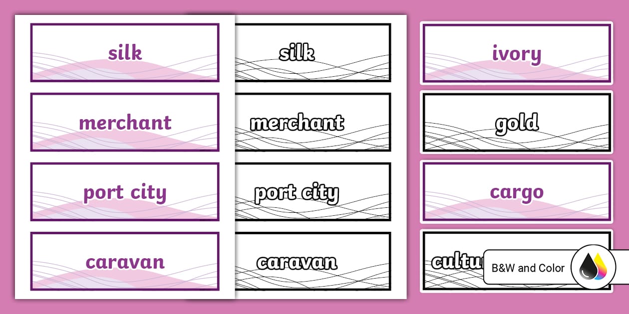 Silk Road Word Cards for 6th-8th Grade (Teacher-Made)