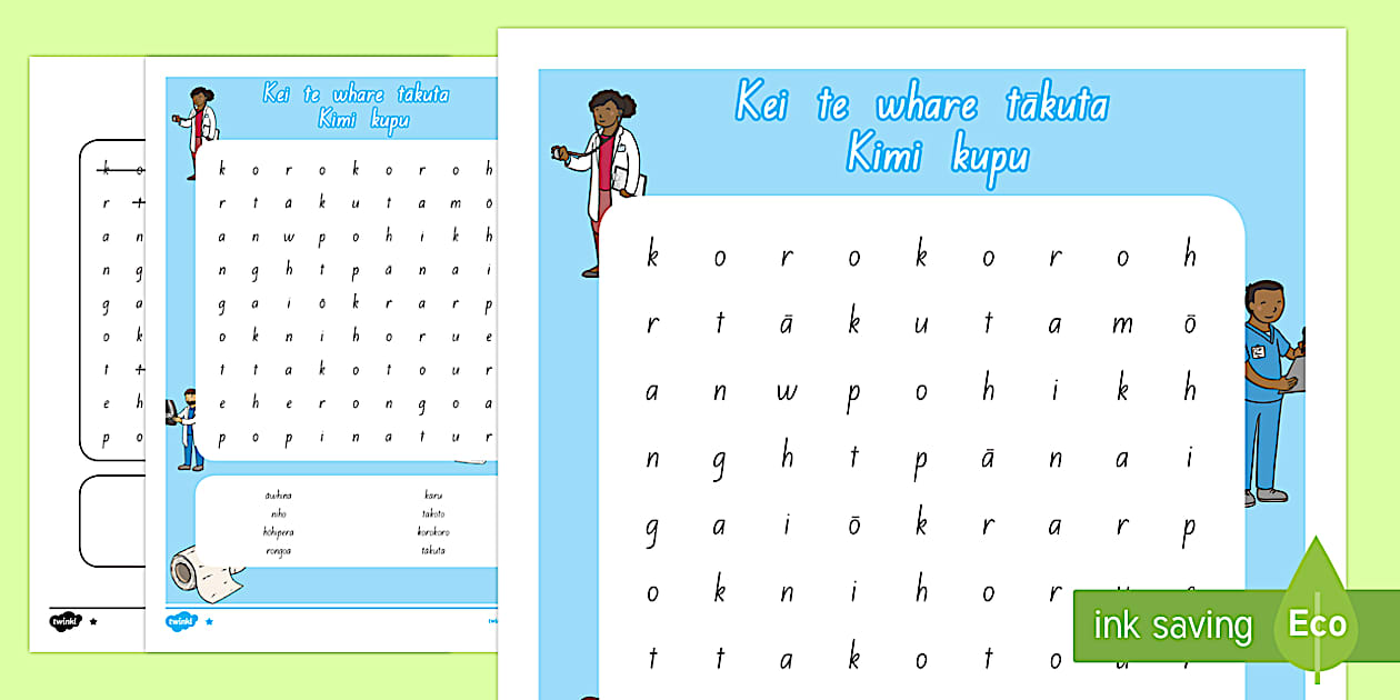 Kei ngā tākuta Word Search Te Reo Maori - Twinkl