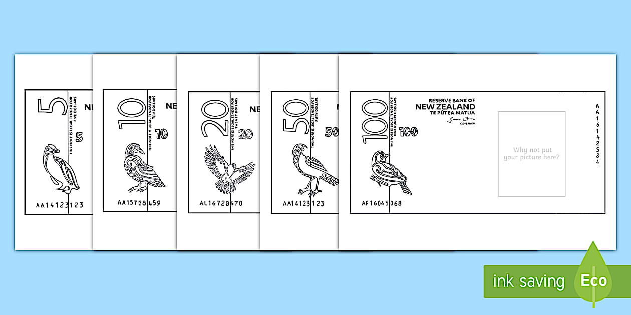 NZ Custom Money Templates: Up to One-Hundred-Dollar Bill