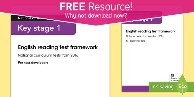 FREE! - Key Stage 1 English Reading Test Framework DfE Adult Guidance