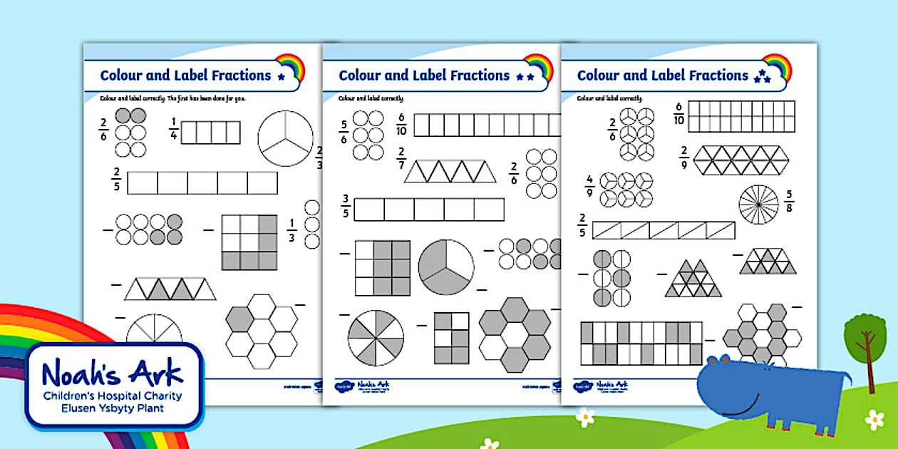 FREE! - Colour and Label Fractions Differentiated Activity Sheets