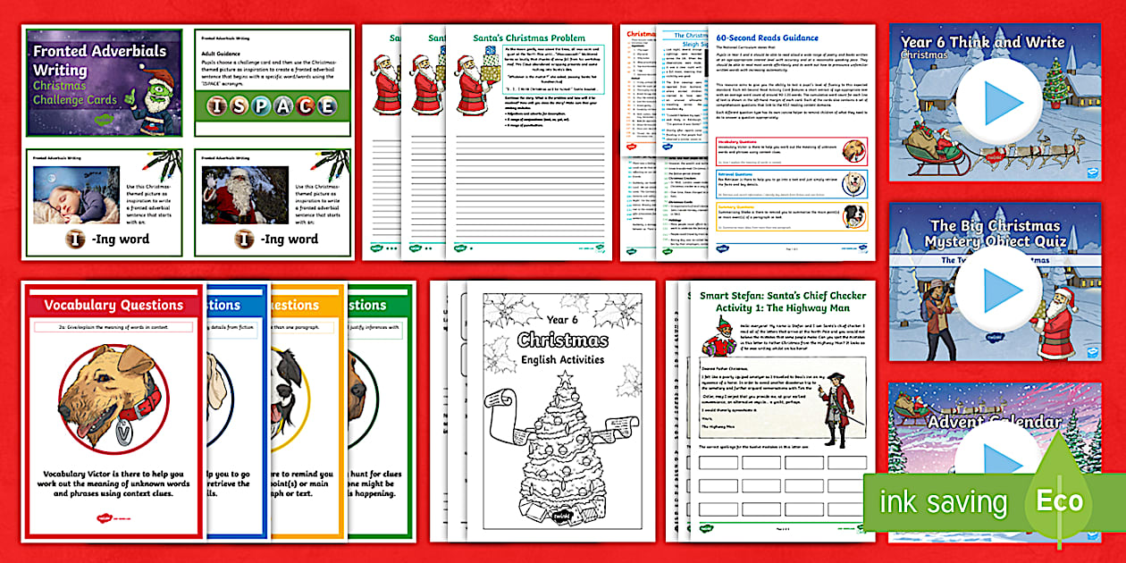 Year 6 Christmas English Worksheets Bumper Resource Pack