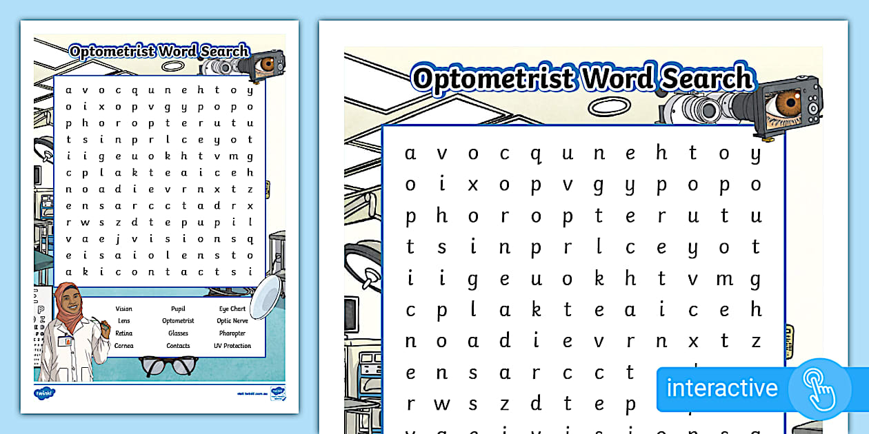 Optometrist Word Search (teacher made) - Twinkl
