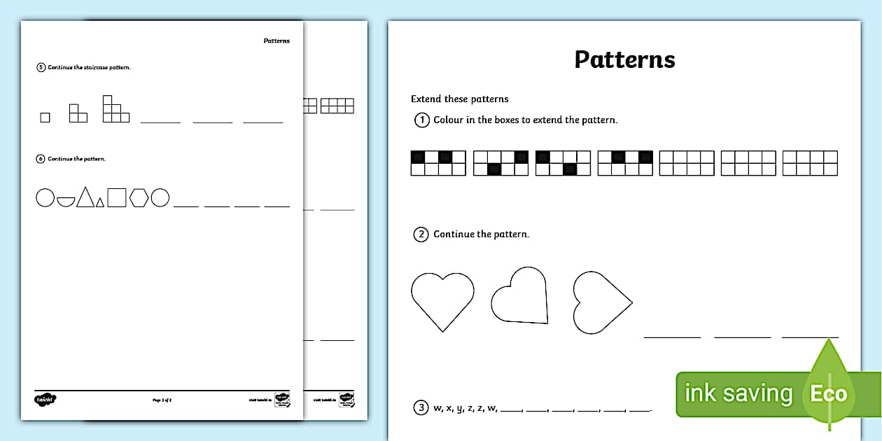 Algebra Patterns Activity Sheet (teacher made) - Twinkl
