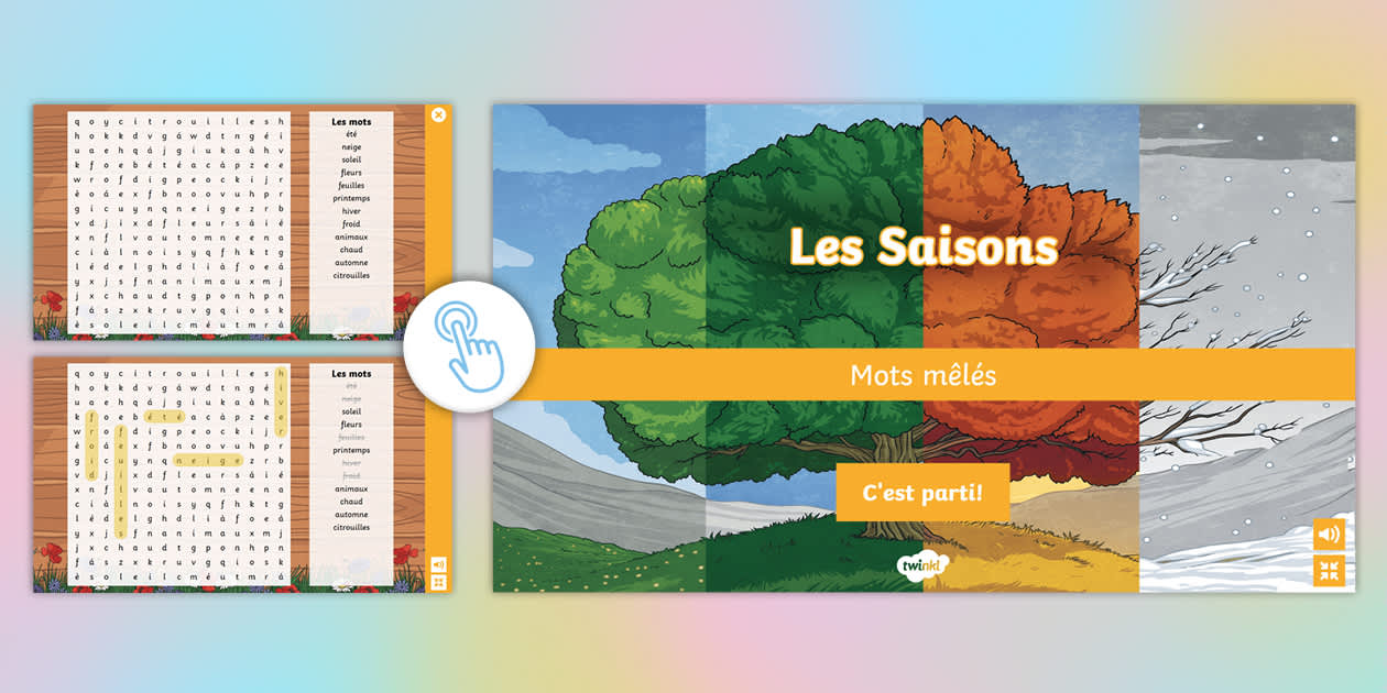 Mots mêlés interactif: Les Saisons (l'enseignant a fait)