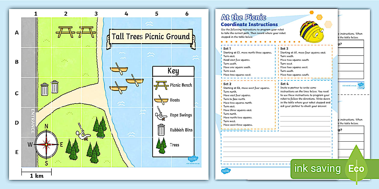 Floor Robot Maps | At the Picnic Ground Lesson Pack | Twinkl