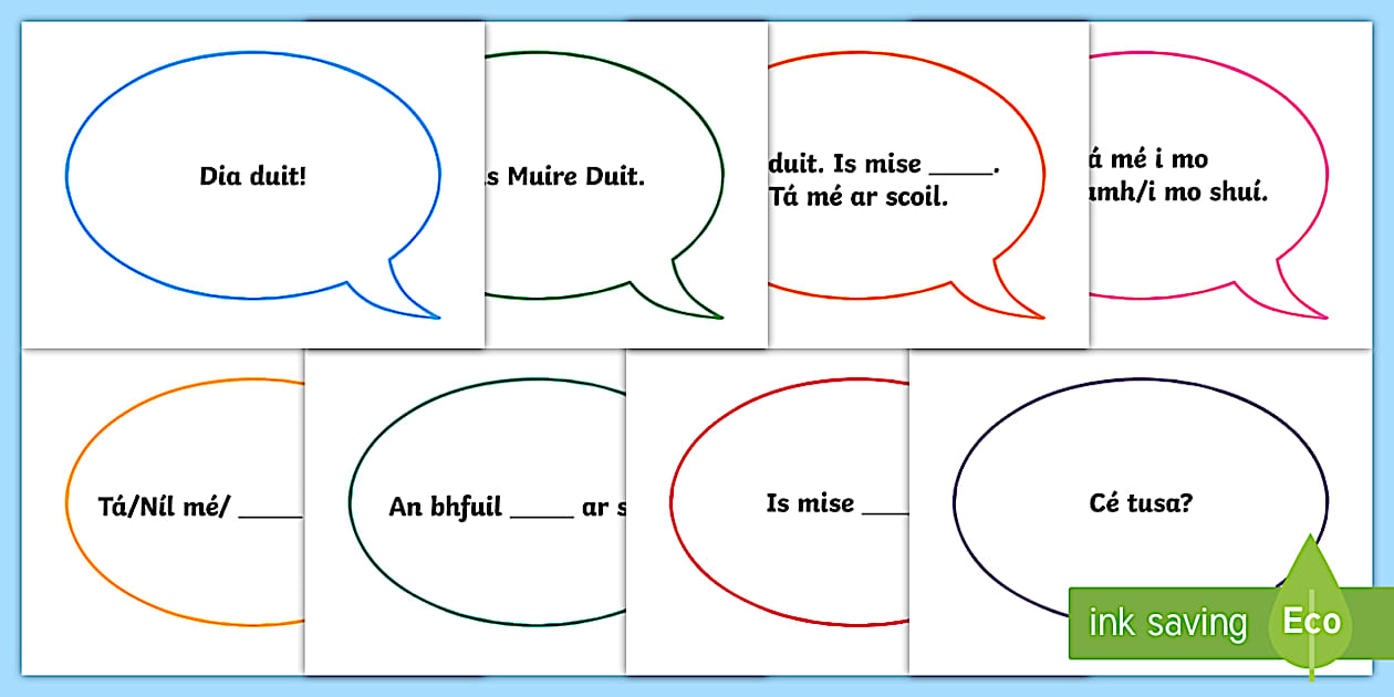 Black and White The School Aistear Conversation Prompt Frames Gaeilge