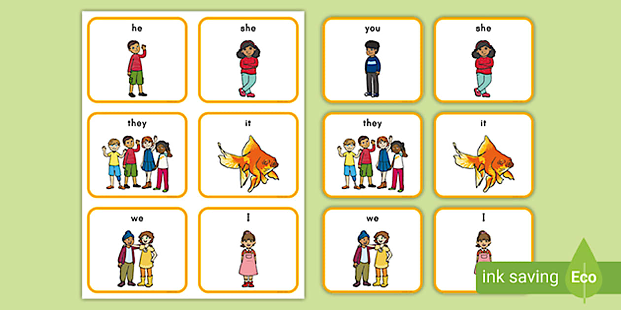 Personal Pronoun Picture Cards (professor feito) - Twinkl