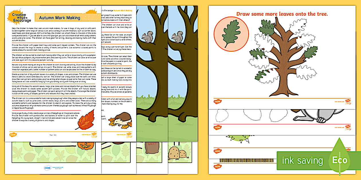 EYFS Autumn Themed Mark Making Resource Pack - Twinkl