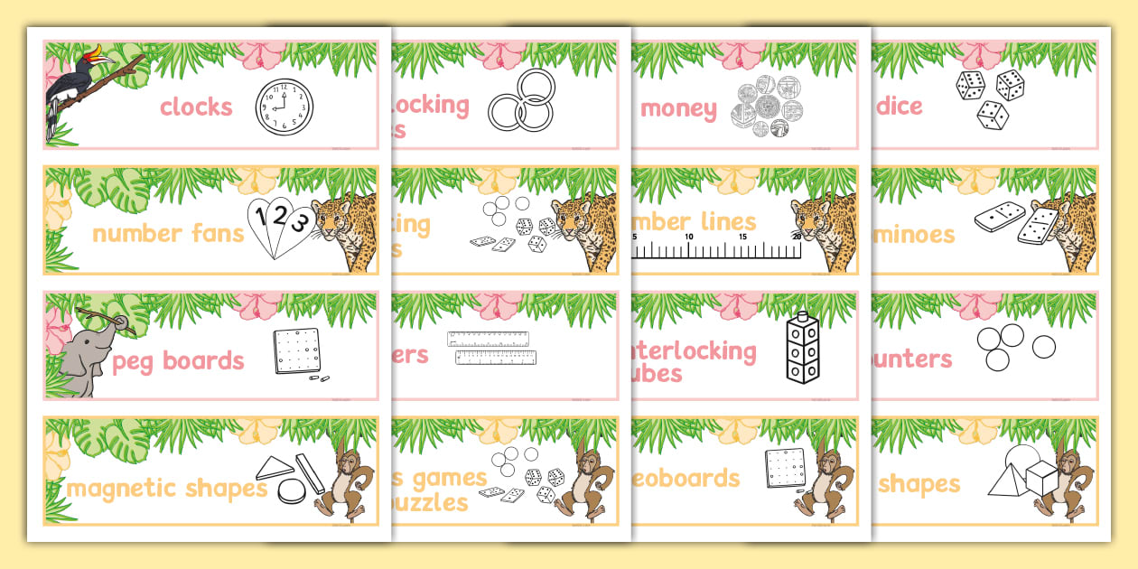 👉 Jungle-Themed Maths Area Resource Labels (teacher made)