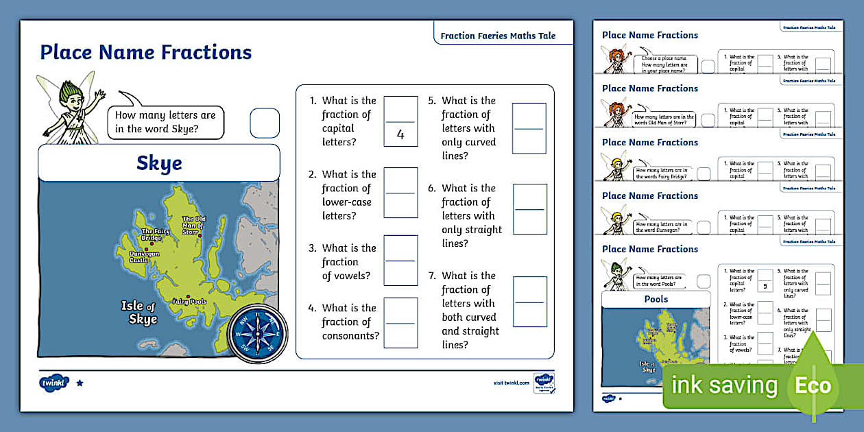 Fraction Faeries Maths Tale: Place Names Activity Sheet
