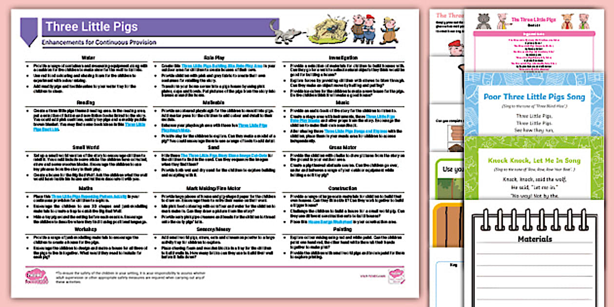 EYFS 3 Little Pigs Continuous Provision Planning & Resources