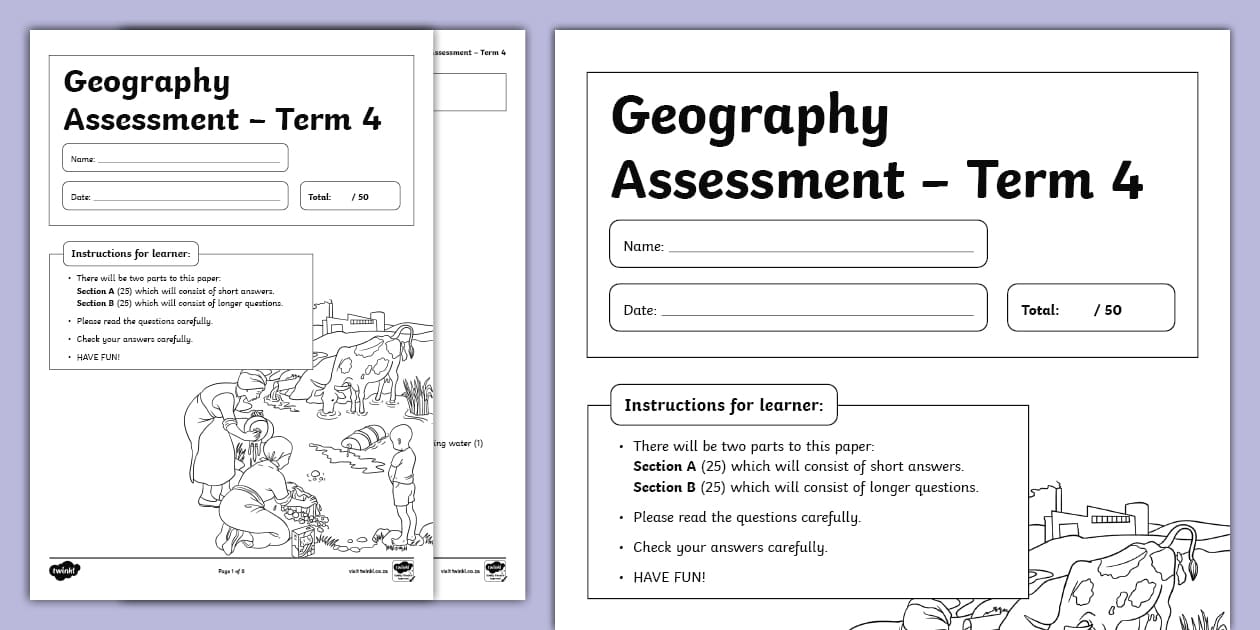 Grade 5 Geography Exam Term 4 (teacher made) - Twinkl
