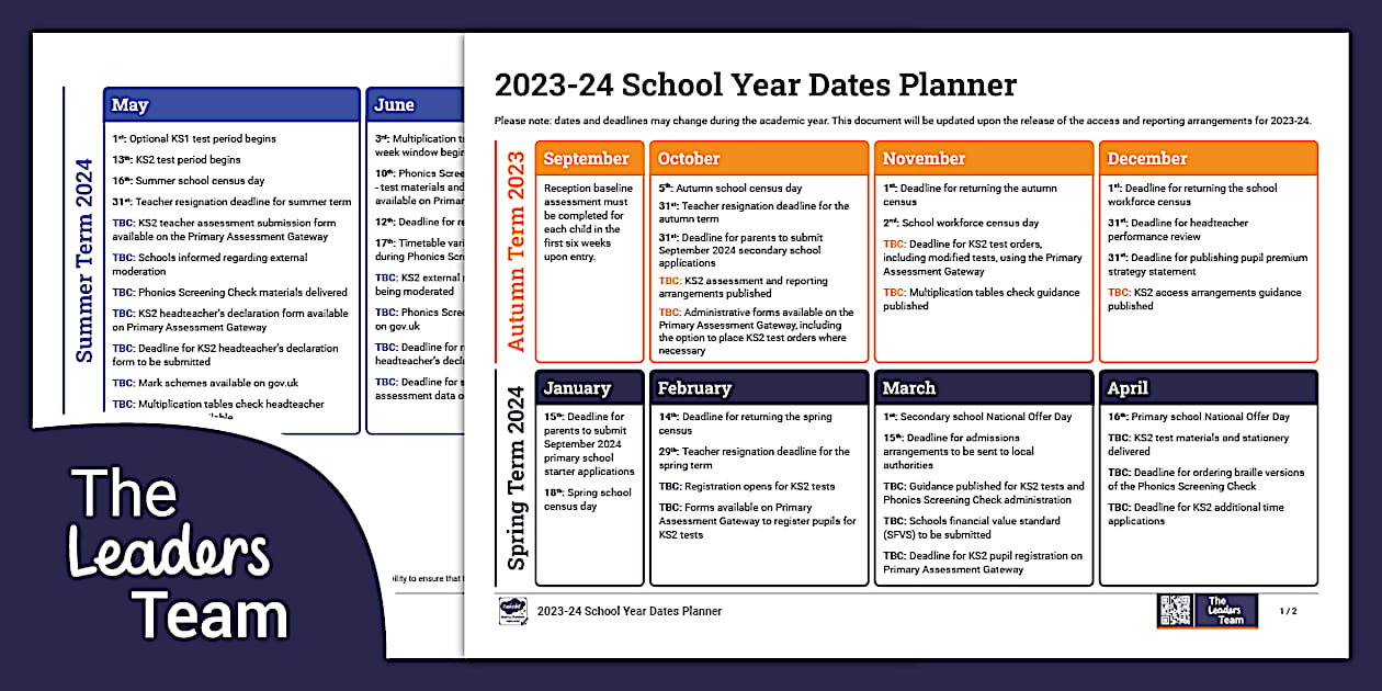 2024-25 School Year Dates Planner (teacher made) - Twinkl