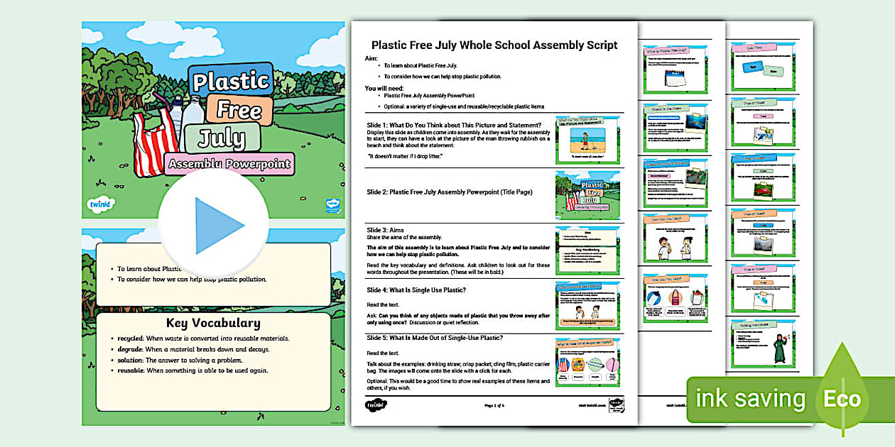 Plastic Free July Whole School Assembly Pack (teacher made)