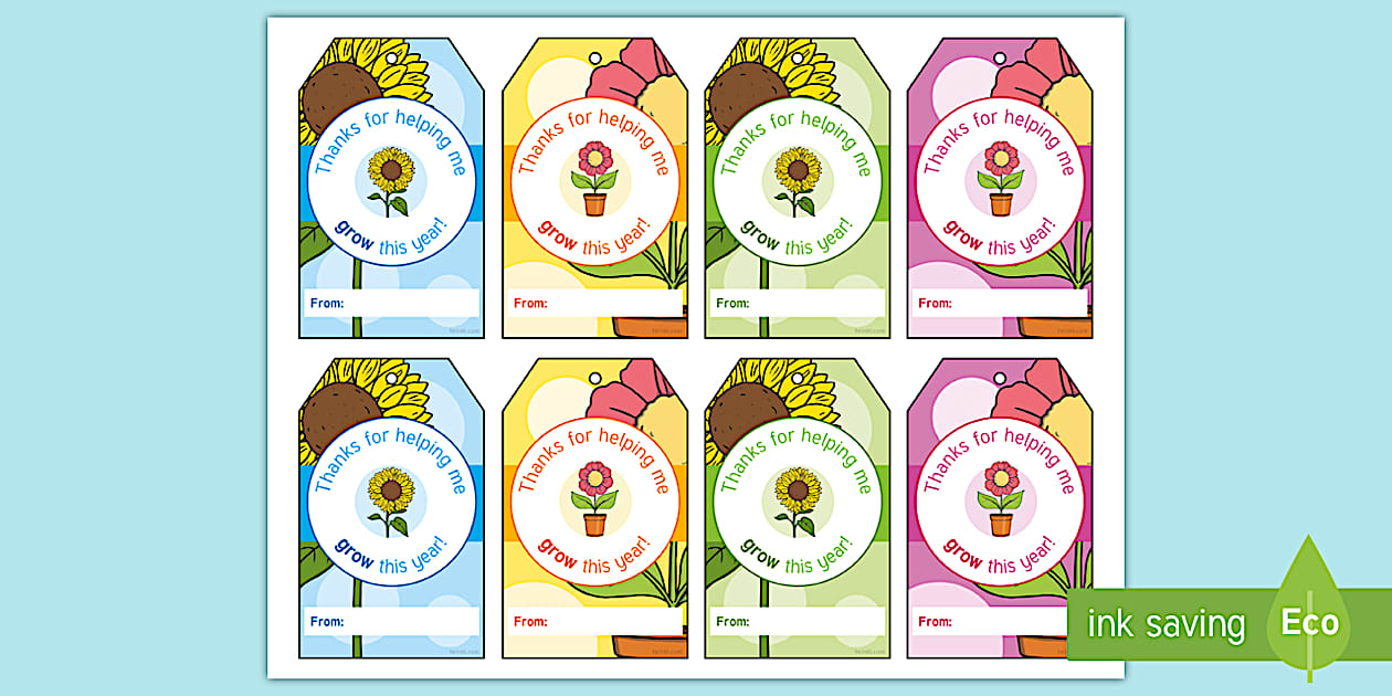 Teacher Appreciation Potted Plant Gift Tags | Twinkl USA
