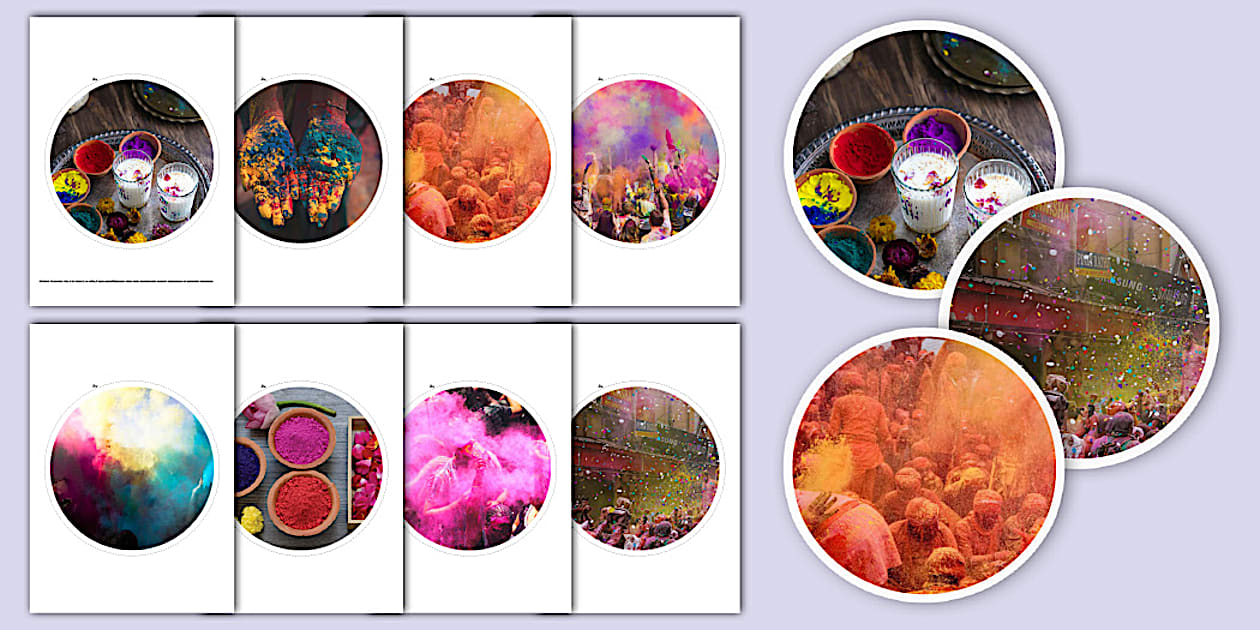 Holi Circle Display Photo Cut-Outs (teacher made) - Twinkl