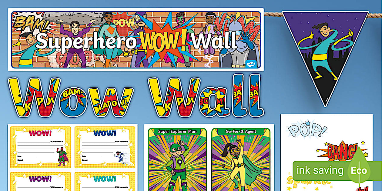 Superhero Wow Wall Ready Made Display Pack - Twinkl