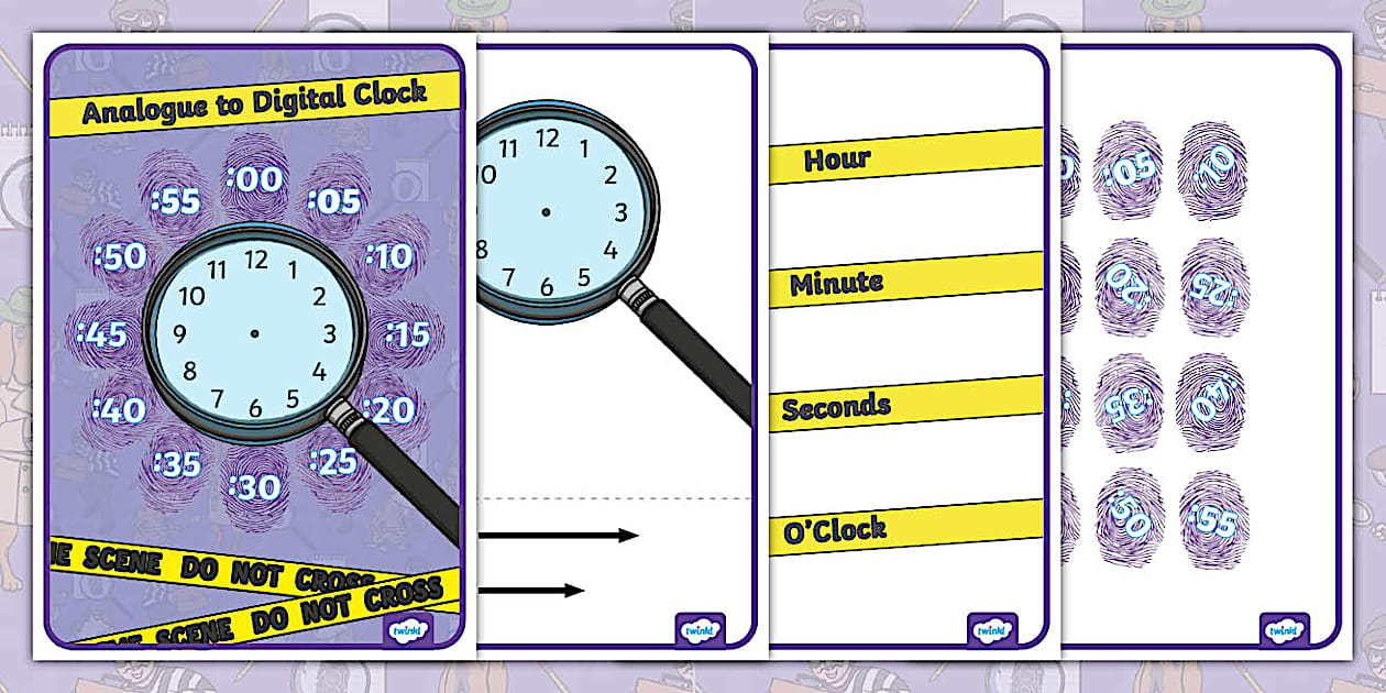 Detective Themed Analogue Clock Display (teacher made)