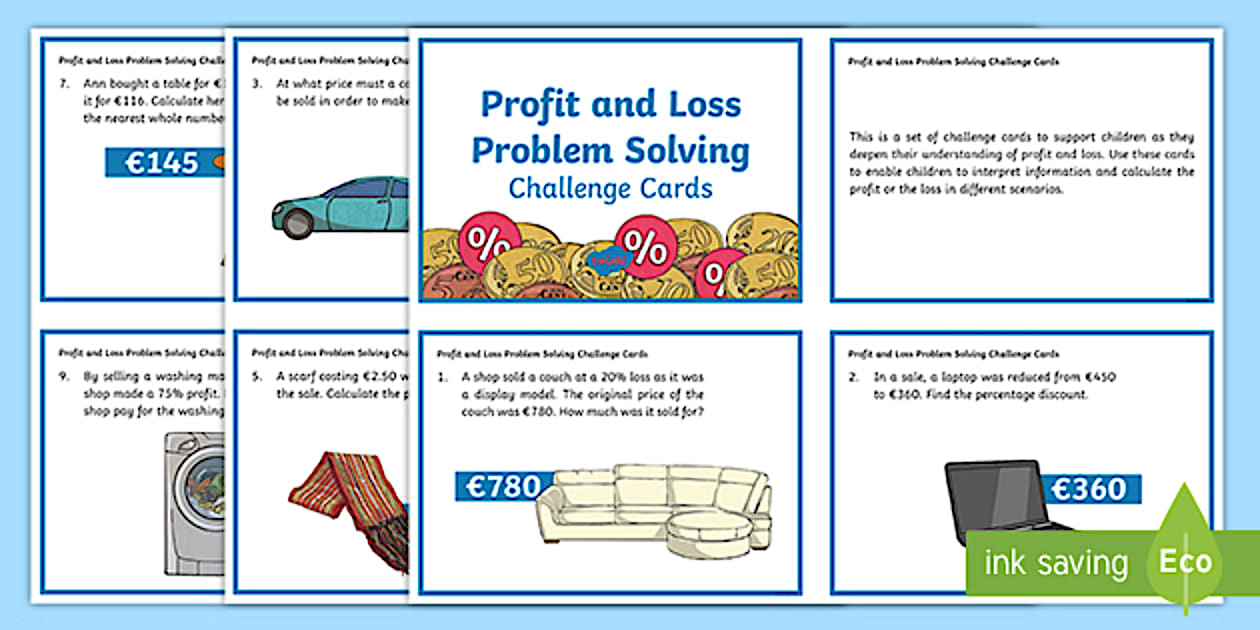 Profit and Loss: Problem Solving Challenge Cards - Twinkl