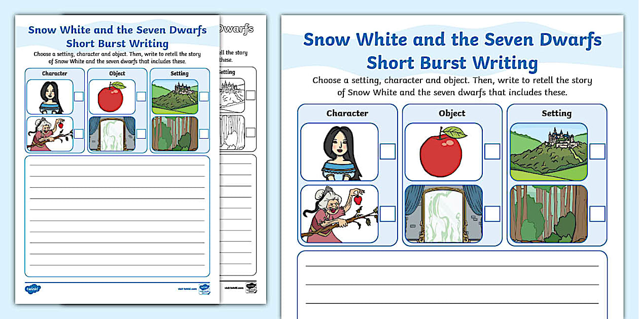 Snow White and the Seven Dwarfs Short Burst Writing Template